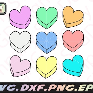 Blank Conversation Hearts Svg, Blank Candy Hearts Svg for Valentines ...