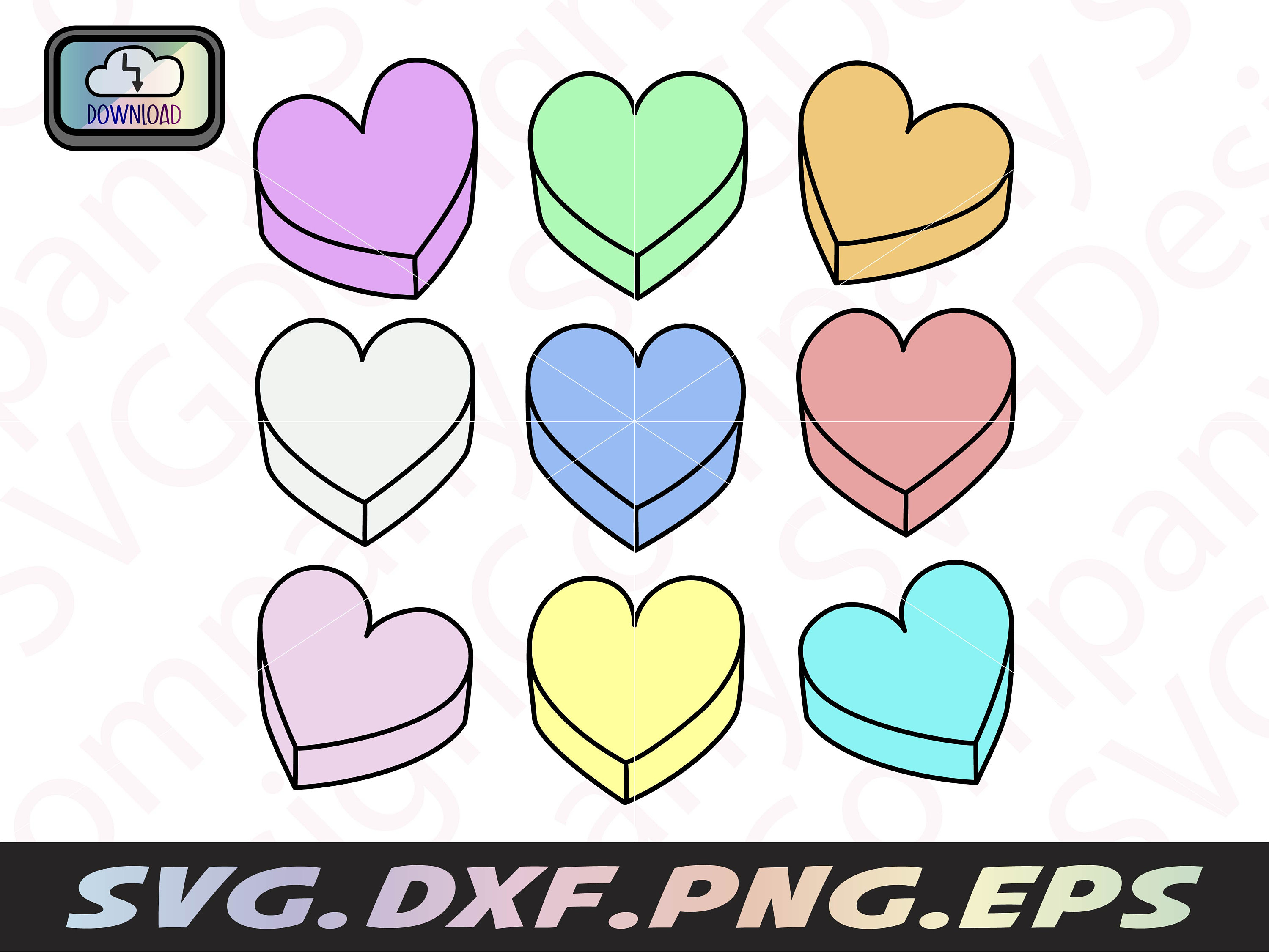 Blank Conversation Hearts Svg Blank Candy Hearts Svg for - Etsy Canada