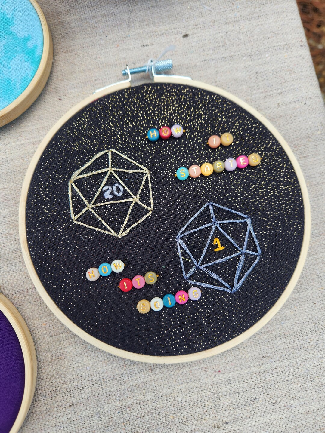 Dnd Art, D20 Wall Hanging, Embroidered Wall Decor, Christmas Gift for ...
