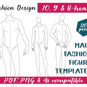 120+ Male Fashion Figure Templates PDF, 10, 9, 8 Heads, Figure Template ...