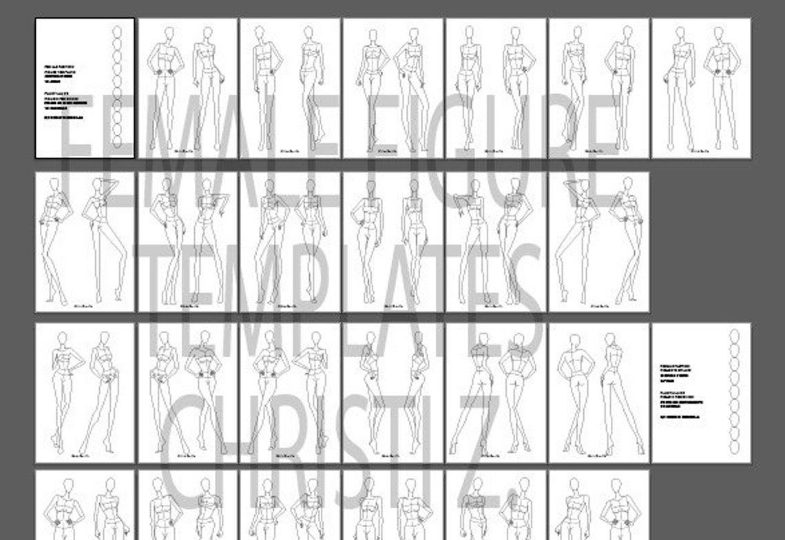 100+ Female Fashion Templates PDF, 10, 9, 8 Heads. Figurin De Modas ...