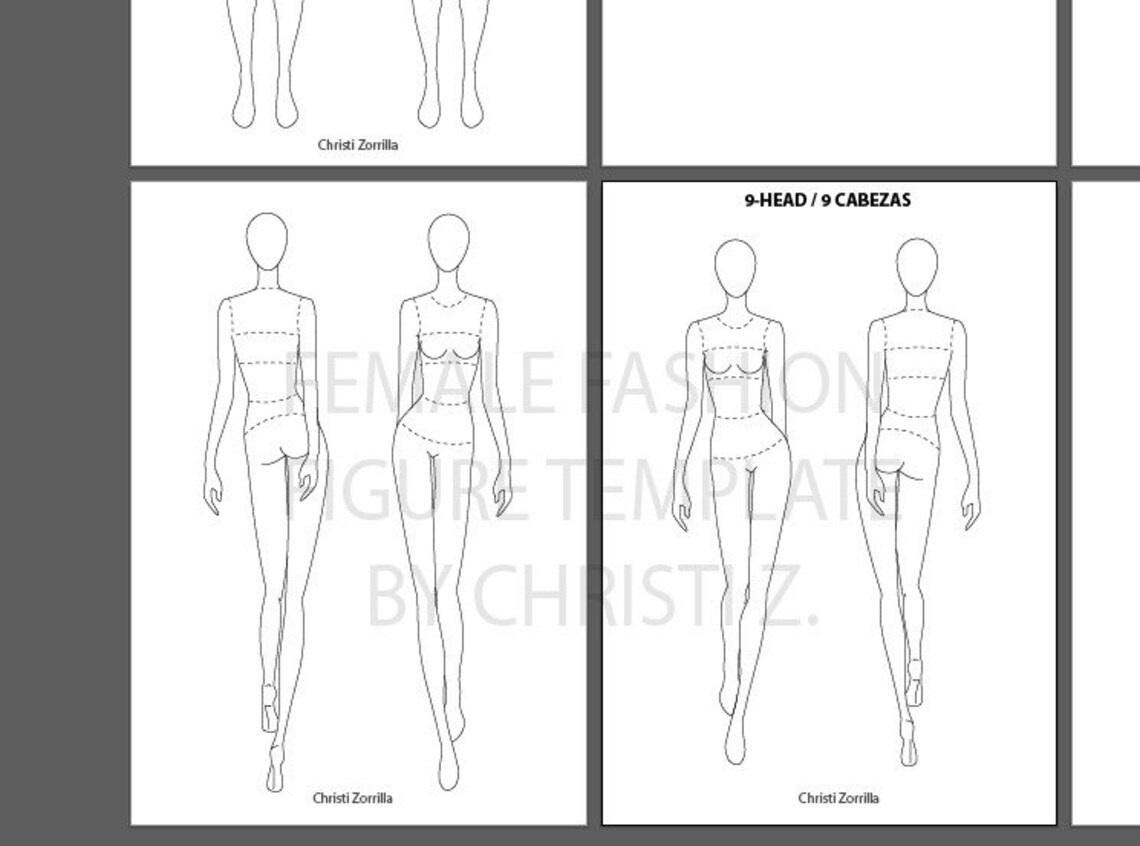 100+ Female Fashion Templates PDF, 10, 9, 8 Heads. Figurin De Modas ...