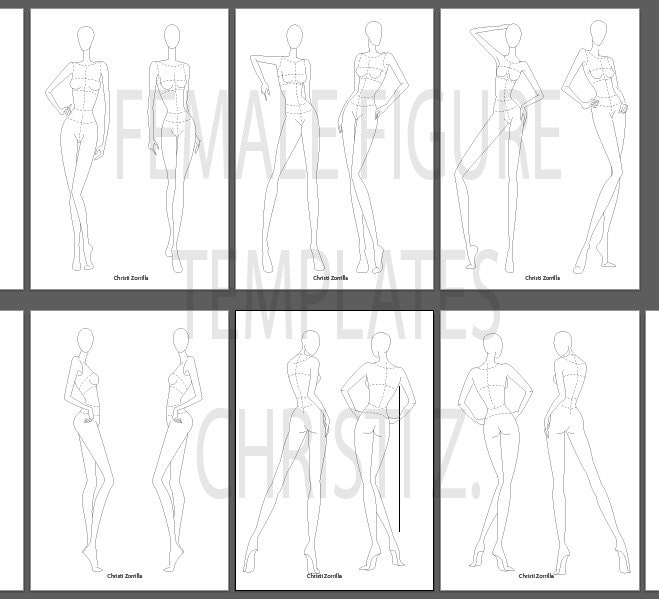 100+ Female Fashion Templates PDF, 10, 9, 8 Heads. Figurin De Modas ...