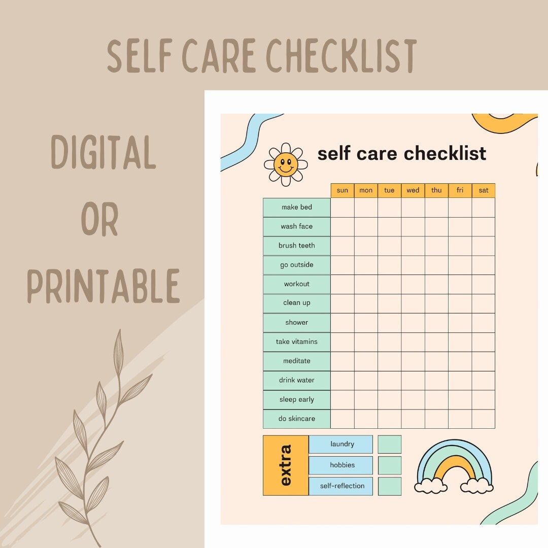Self Care Checklist, Download and Print, Easy to Use! Daily Planner! - Etsy