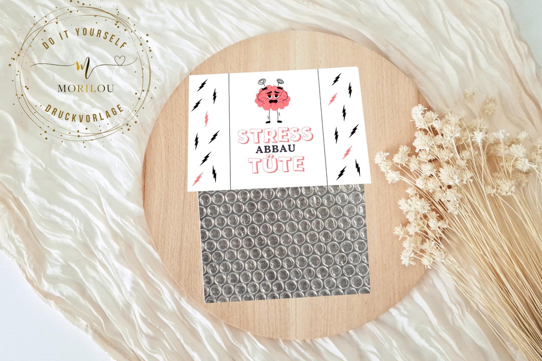 Gift for Stressed People, PRINT TEMPLATE DIY Set "stress Relief Bag ...