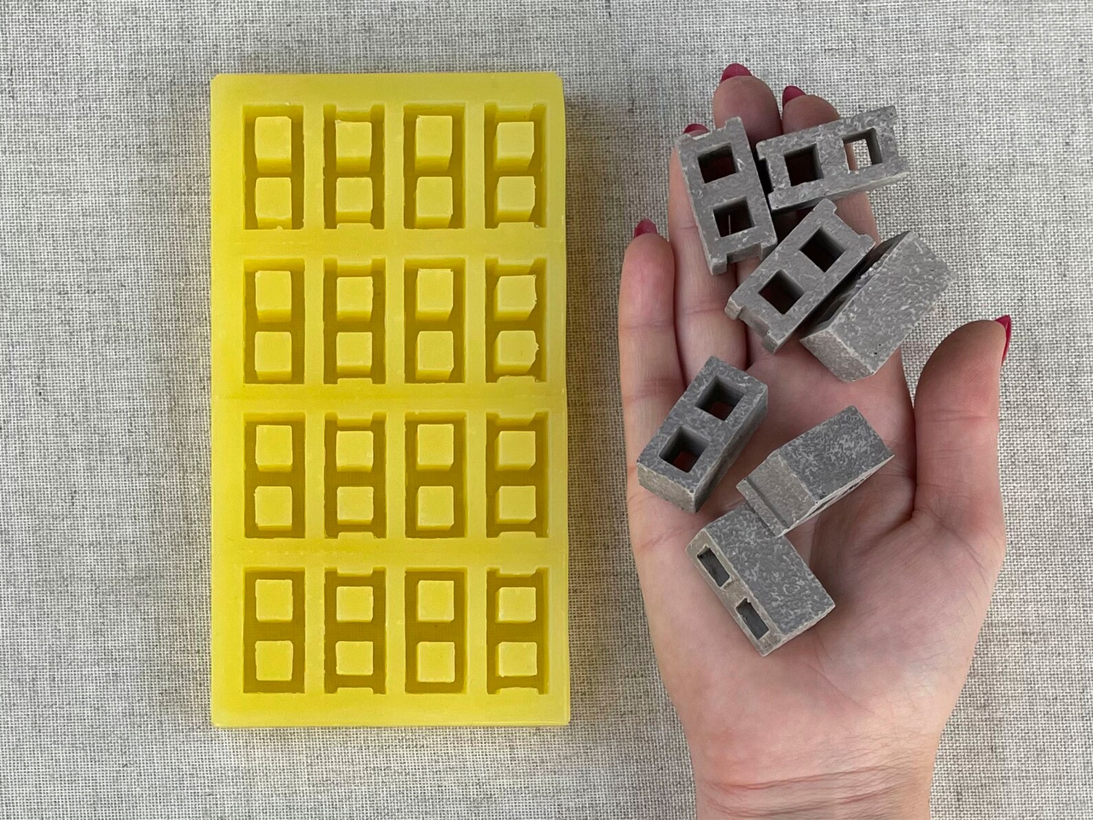 Silicone Mold, Miniature Cinder Block Mold, 1:12 Scale, Mini Bricks ...