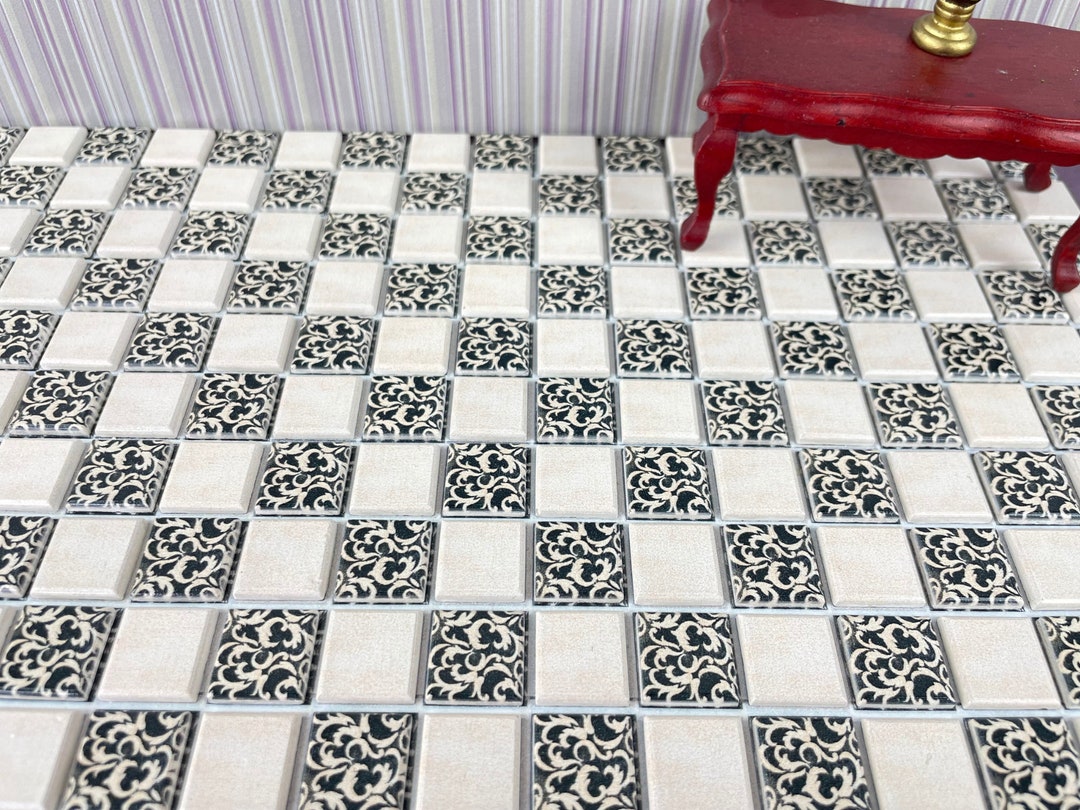 Dollhouse Tile Flooring, Miniature Furniture, Victorian Floor, 1:12 ...