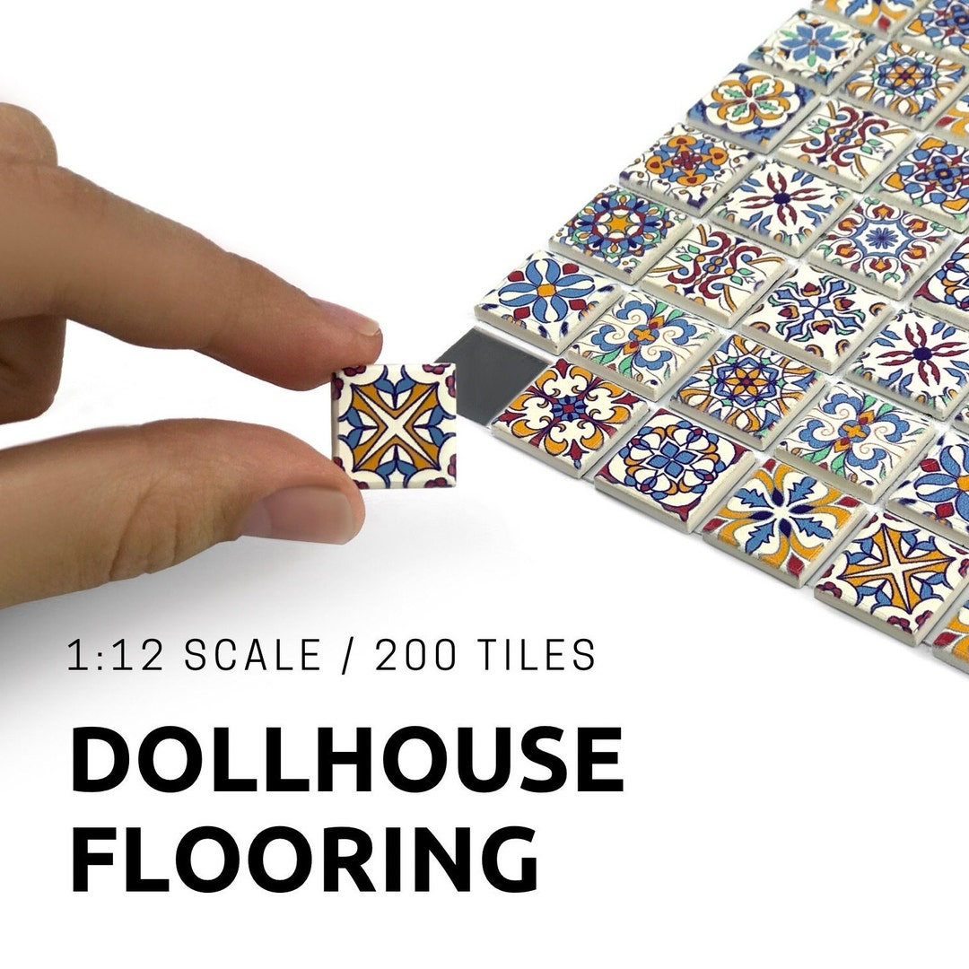 Dollhouse Tile Flooring, Miniature Furniture, Modern Dollhouse, 1:12 ...