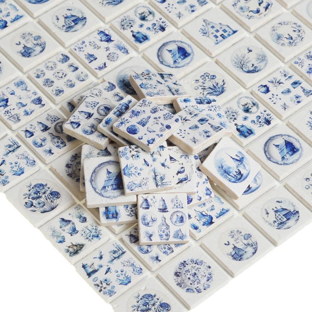 Miniature Stone Tiles, Crafts Wall Mosaics, 1:12 Scale Small Square ...