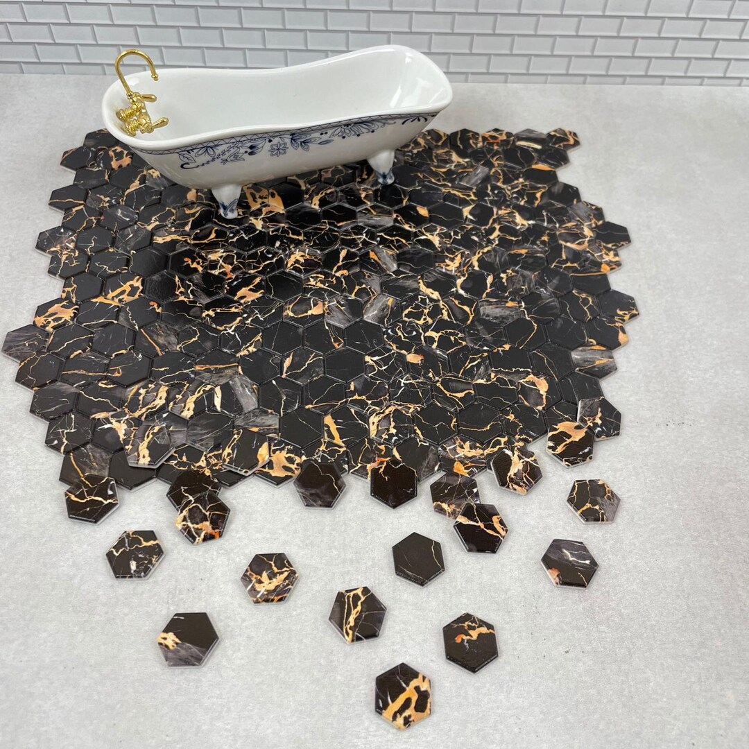 Dollhouse Hexagon Tiles, Dollhouse Tile Flooring, Hobby Miniature Floor ...