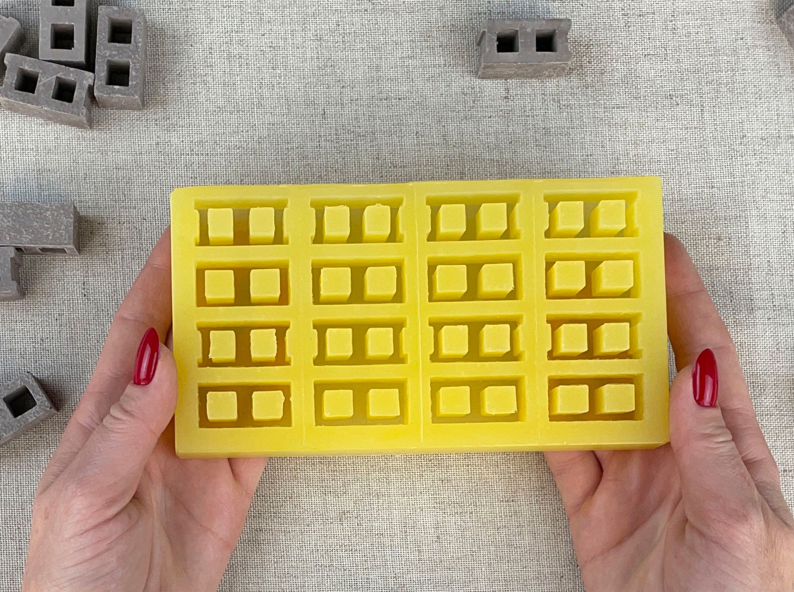 Silicone Mold, Miniature Cinder Block Mold, 1:12 Scale, Mini Bricks ...