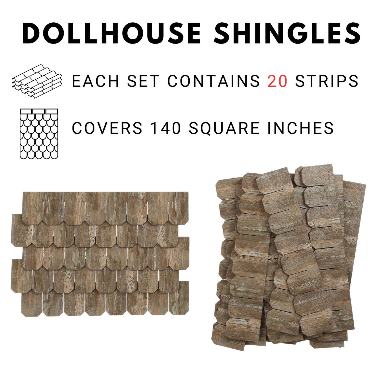 Dollhouse Wooden Roof Shingles, Authentic Miniature Roofing Tiles for a ...