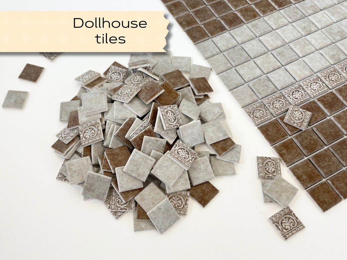 Dollhouse Wall Tiles, Miniature Kitchen Backsplash, 1:12 Scale Small ...