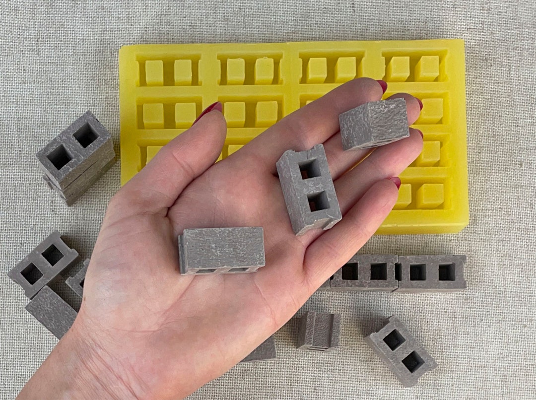 Silicone Mold, Miniature Cinder Block Mold, 1:12 Scale, Mini Bricks ...