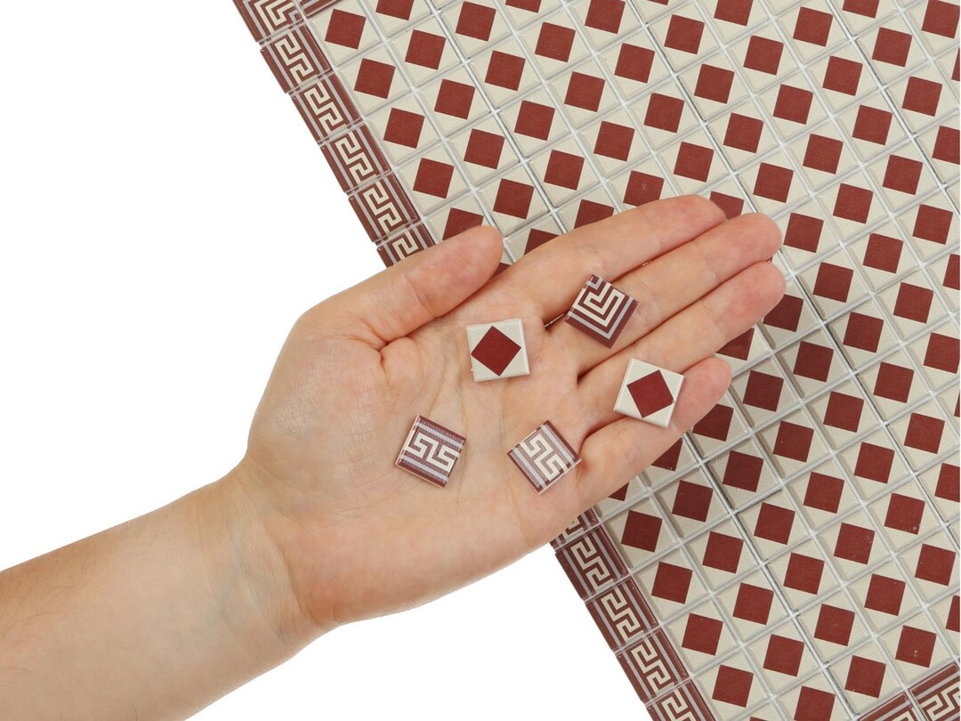 Dollhouse Tile Flooring, 1:12 Scale, Miniature Victorian Square Tiles ...