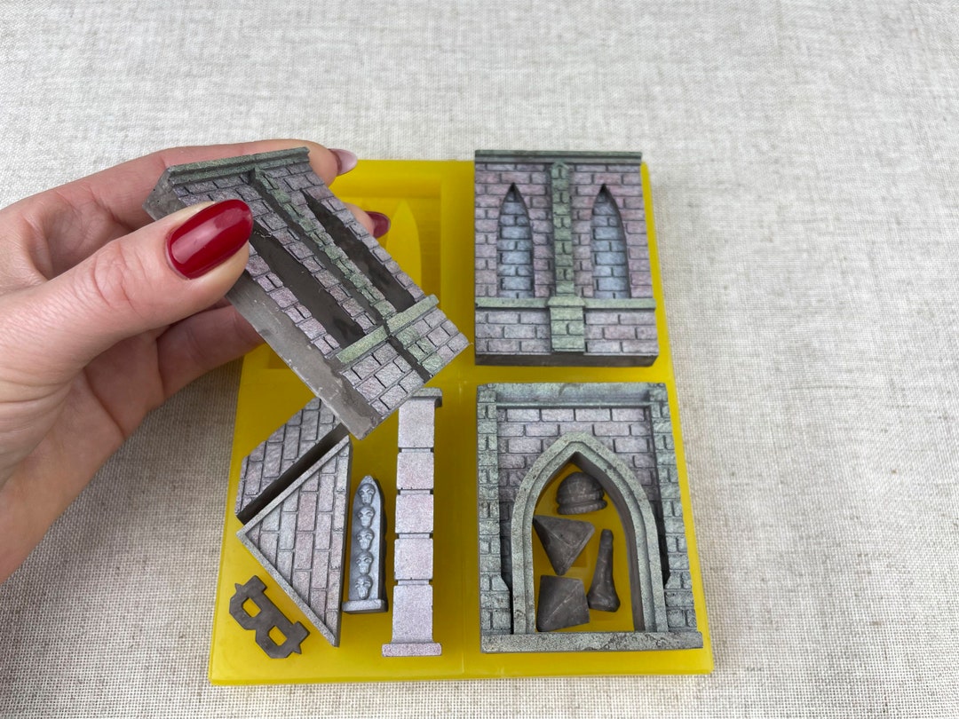 Gothic Temples Silicone Mold: Dnd Miniature Terrain, Dungeon Wall - Etsy