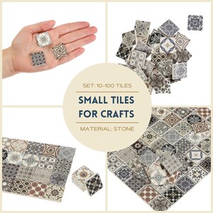 Miniature Stone Tiles, Crafts Wall Mosaics, 1:12 Scale Small Square ...