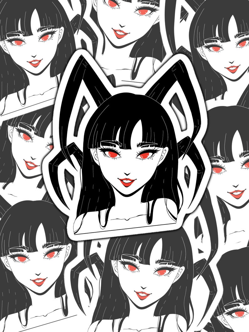 Demon Girls Sticker Kuchisake Oni Girl Sticker Japanese | Etsy