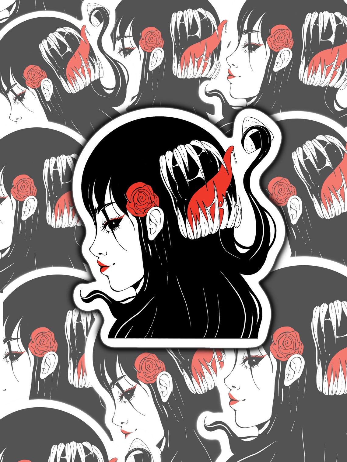 Demon Girls Sticker Kuchisake Oni Girl Sticker Japanese | Etsy