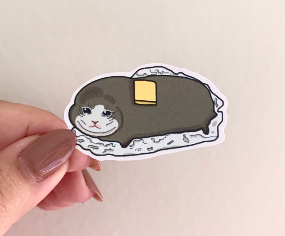 Sad Potato Cat Sticker Potato Cat Sticker Sad Cat Sticker - Etsy