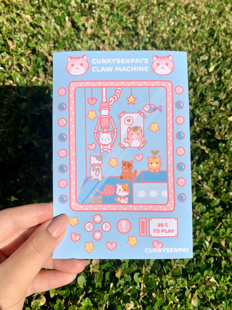 Cat Claw Machine Kawaii 4x6 Matte Art Print - Etsy