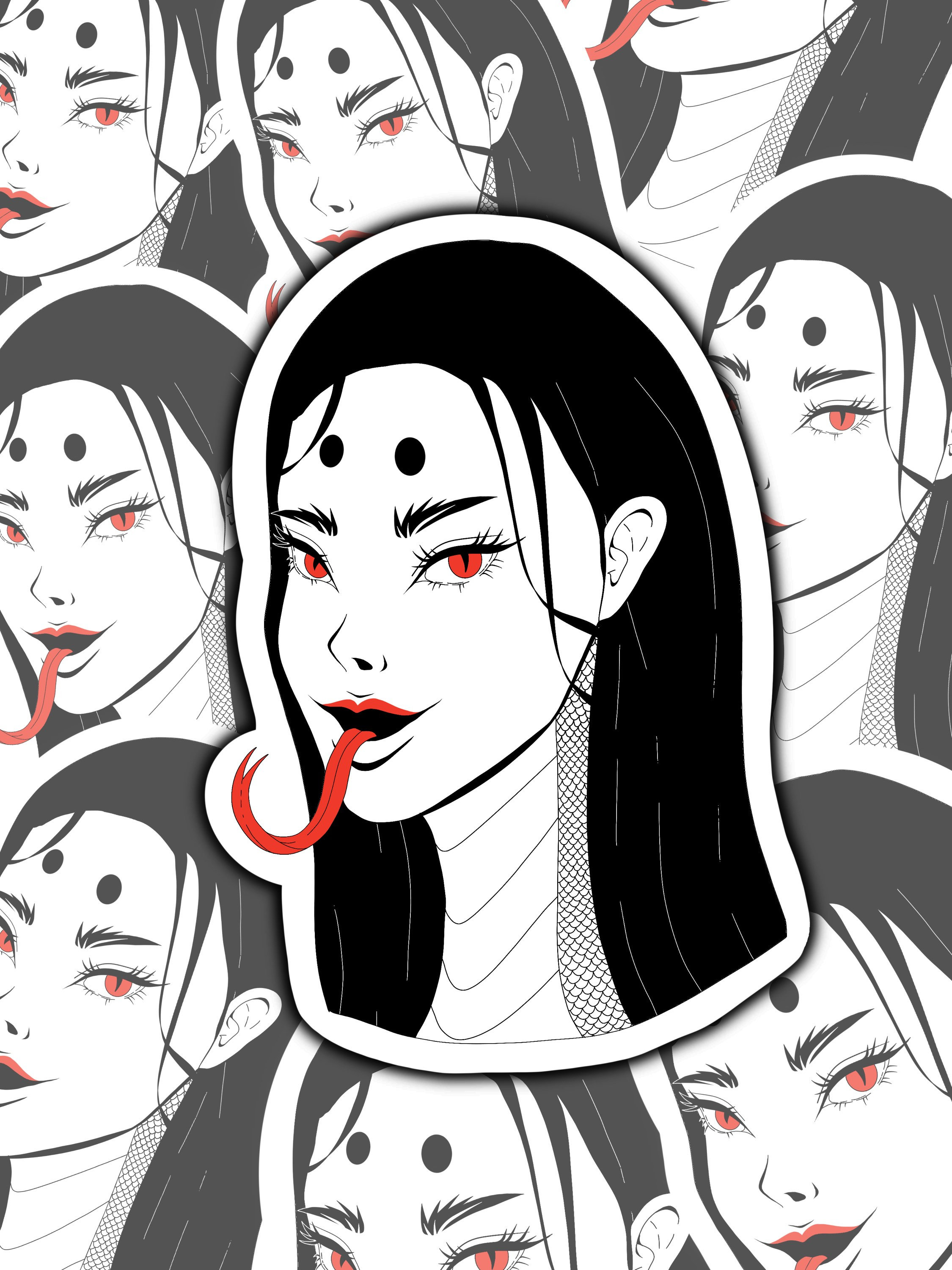 Demon Girls Sticker Kuchisake Oni Girl Sticker Japanese | Etsy