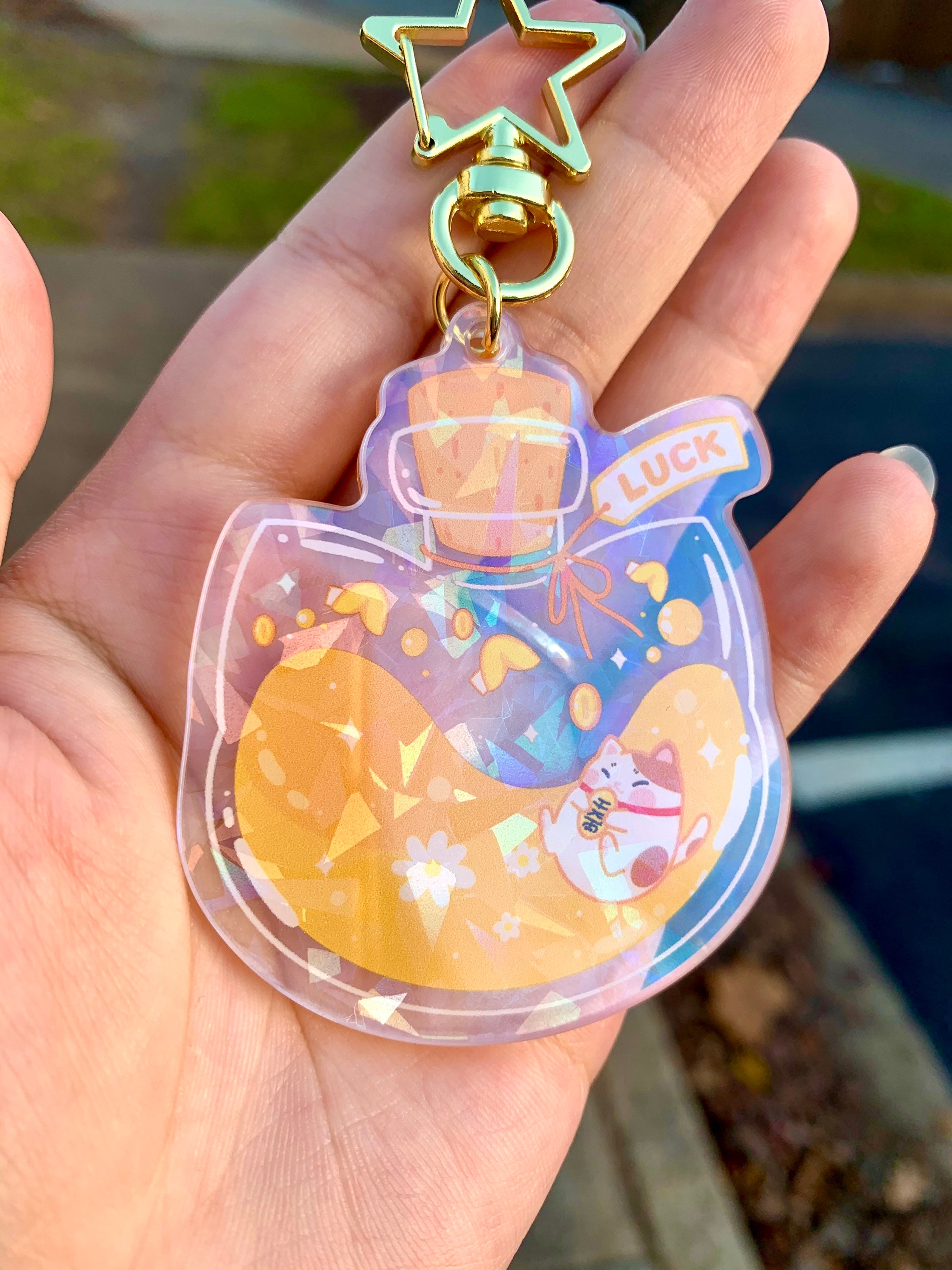 Cat Potion Bottle Holographic Charms, Lucky Charms, Love Charms, Potion ...