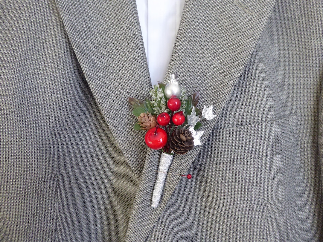 Christmas Buttonhole, Party Decor, Celebrations, Red,green,silver ...
