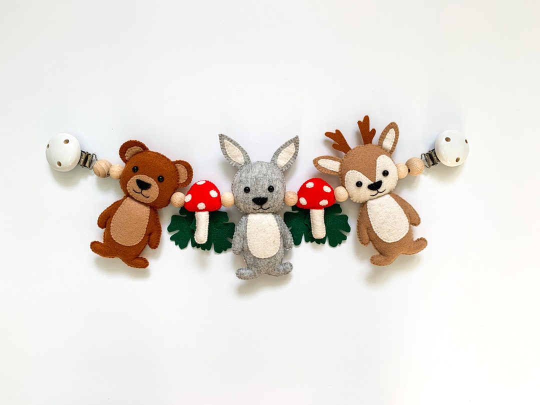 Woodland Pram Garland, Stroller Mobile, Felt Garland, Woodland Garland ...