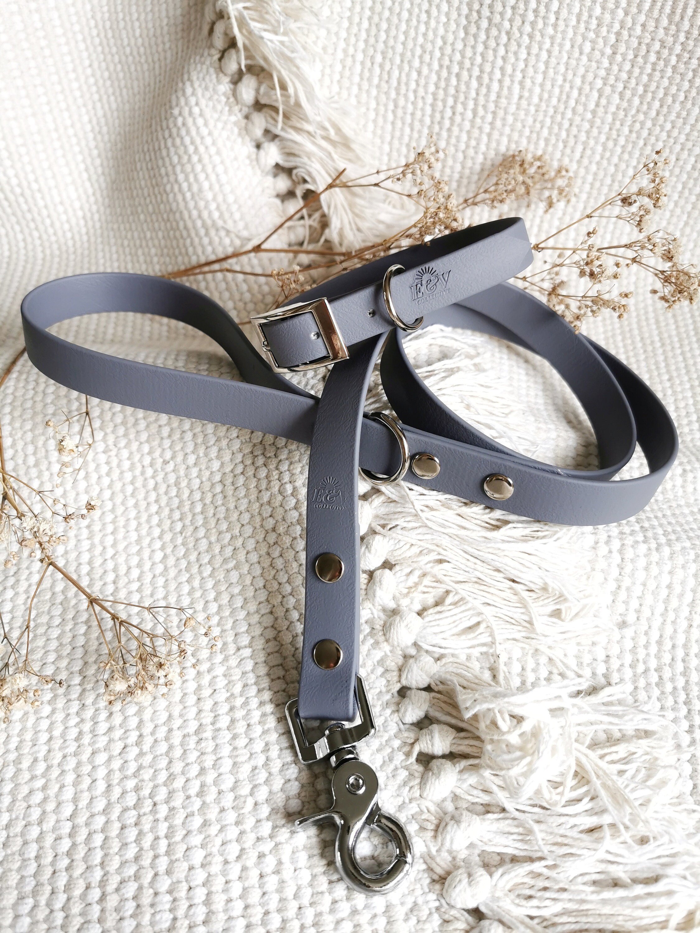 Biothane Lead Grey matching collars available vegan | Etsy