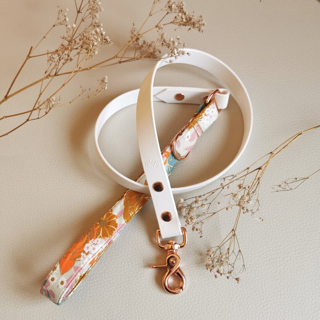 Metallic Floral Fabric and Biothane Lead Matching Collars Available ...