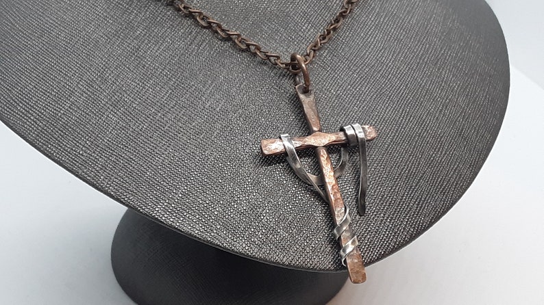 Handmade Copper Cross with Solid Sterling Silver Drape | Etsy