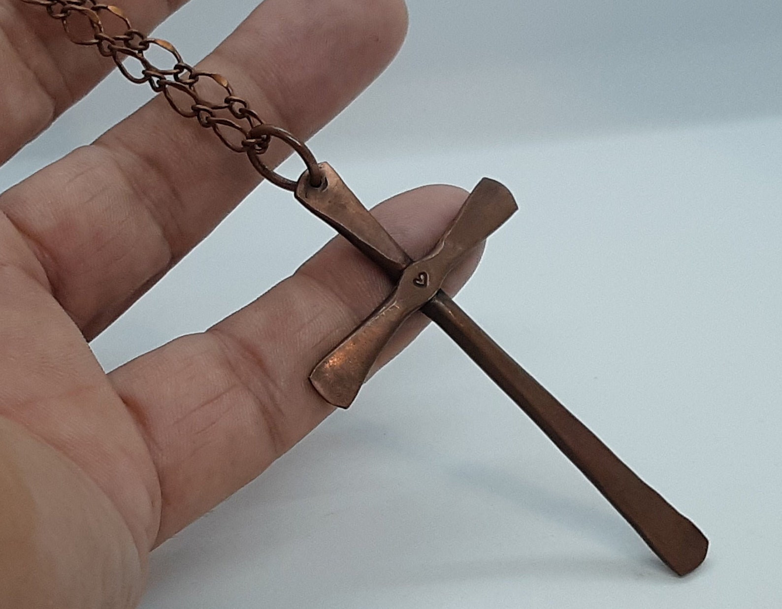 Handmade Hammered Copper Cross With Heart Available as - Etsy