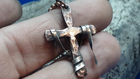 Handmade Copper Cross With Solid Sterling Silver Drape - Etsy