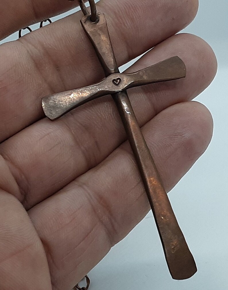 Handmade Hammered Copper Cross With Heart Available as - Etsy UK