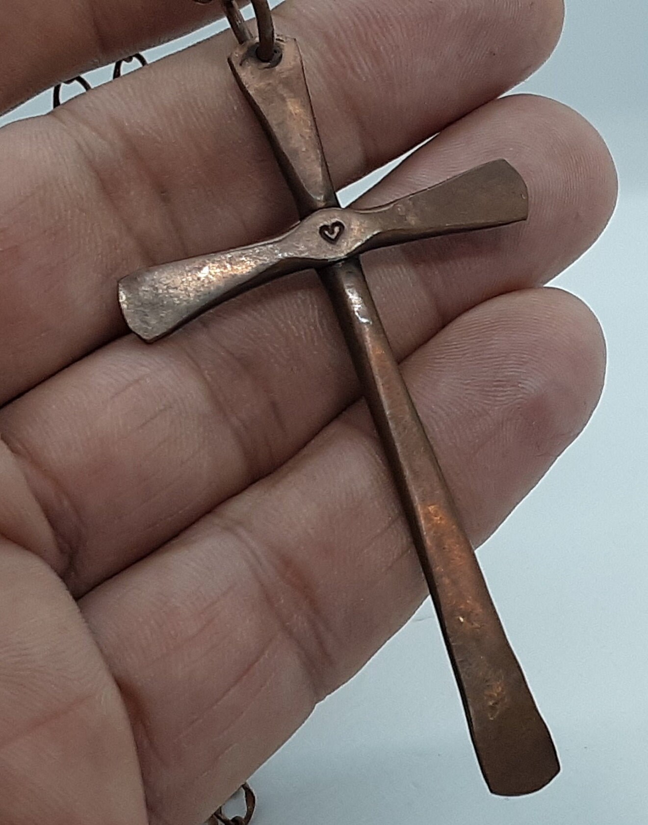 Handmade Hammered Copper Cross With Heart Available as - Etsy