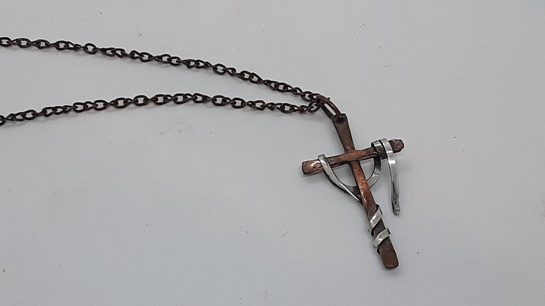 Handmade Copper Cross with Solid Sterling Silver Drape | Etsy