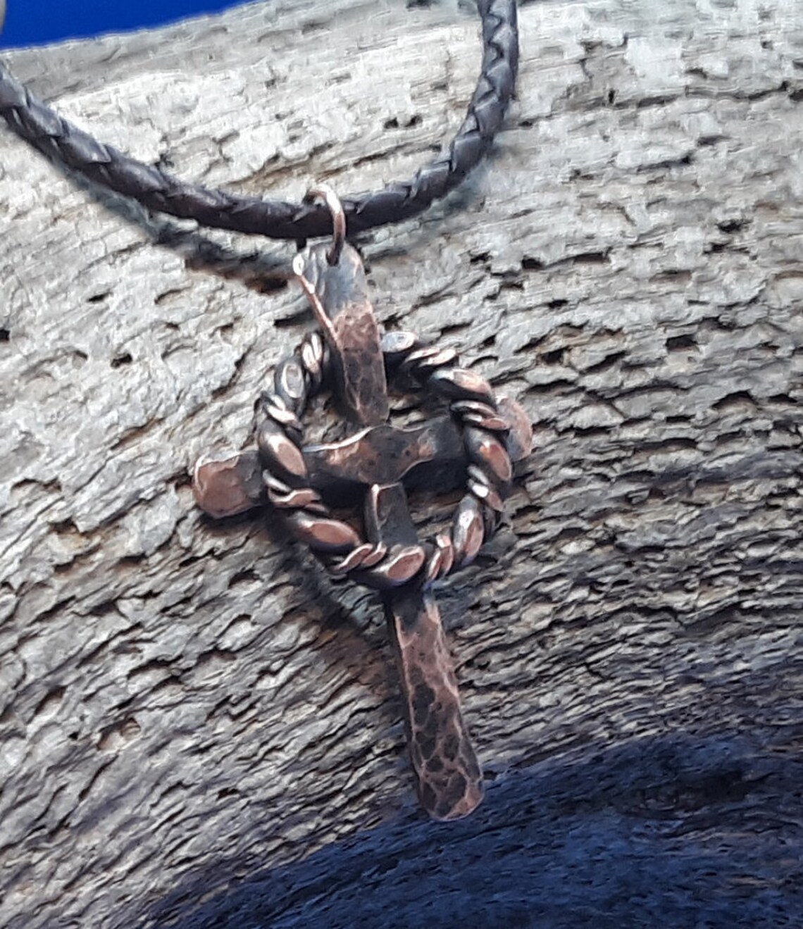 Handmade Hammered Copper Celtic Cross on Leather Cord | Etsy