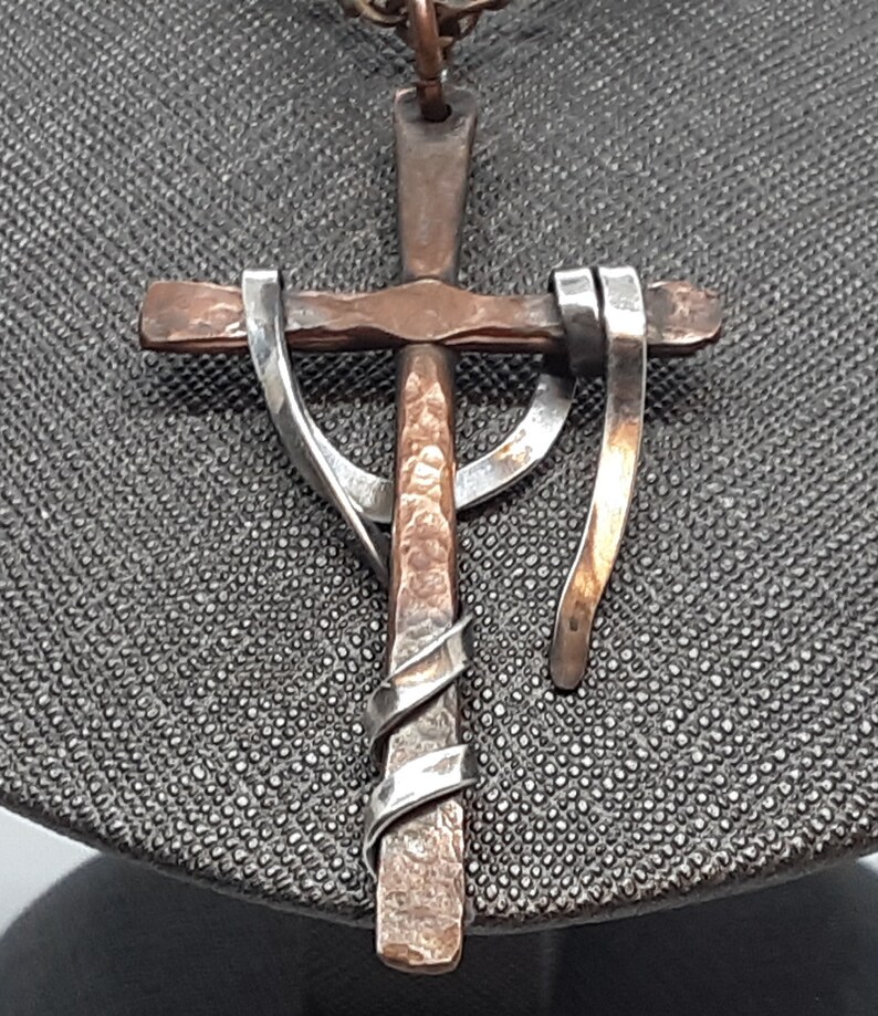 Handmade Copper Cross with Solid Sterling Silver Drape | Etsy