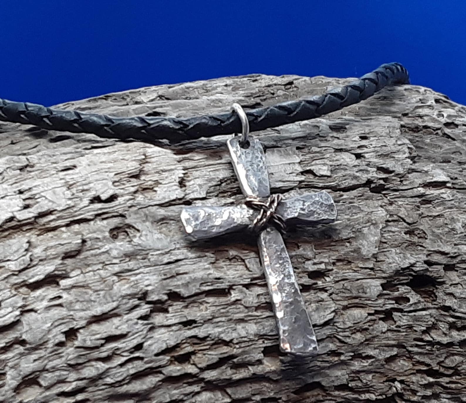 Handmade Hammered Sterling Silver Cross With Copper Wrap - Etsy