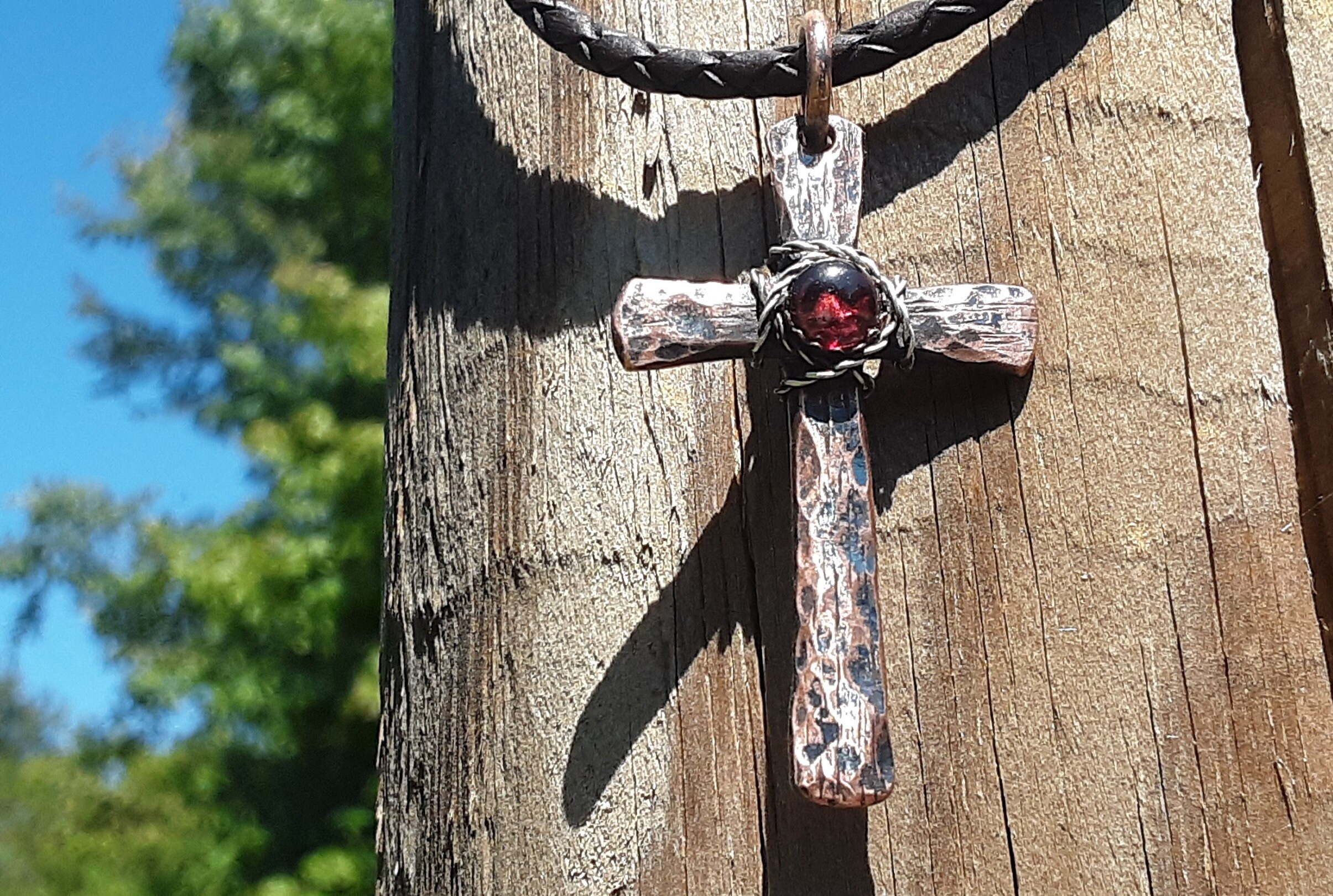 Artisan Handcrafted Copper Cross With Garnet 925 Sterling | Etsy