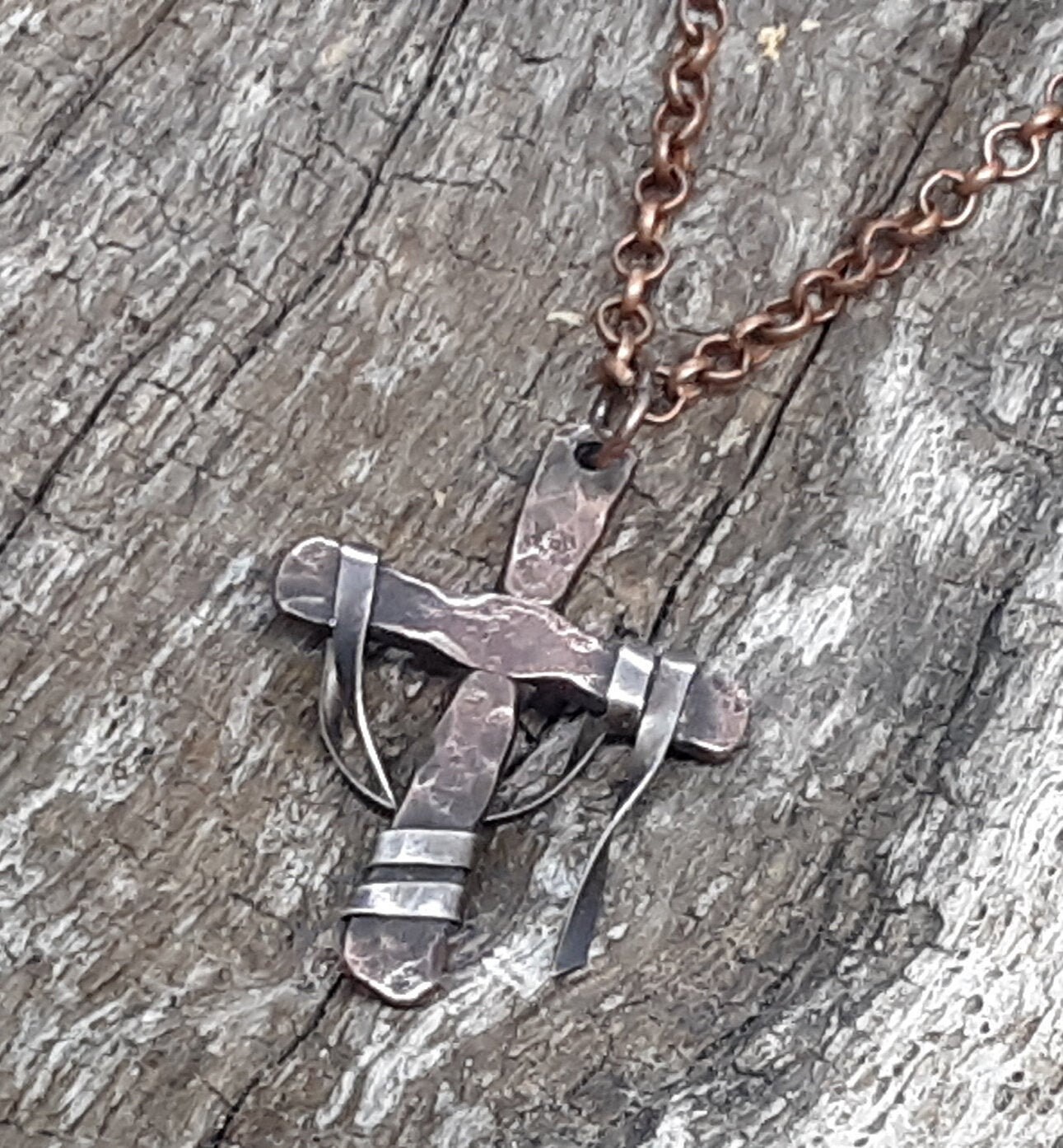 Handmade Copper Cross With Solid Sterling Silver Drape, Handcrafted ...