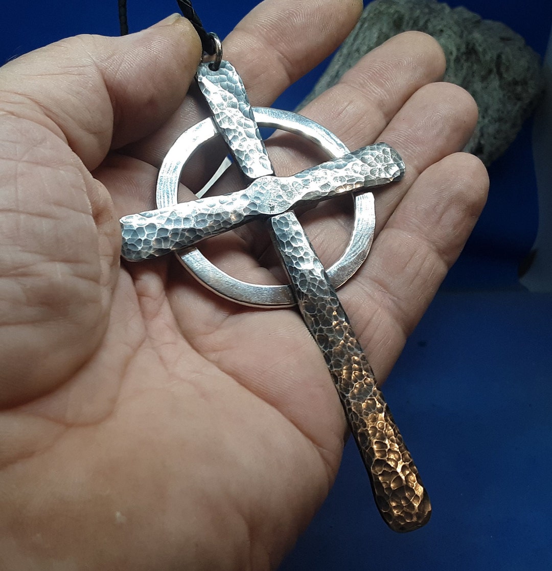 Extra Large Sterling Silver Celtic Cross, Hand Forged Cross for Clergy ...