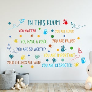 In This Room You Are Loved Wall Decal - Rainbow Classroom Art - Etsy