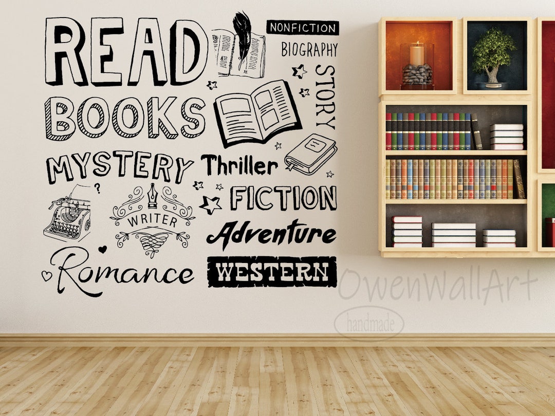 Literary Doodle Wall Decal: Reading Theme, School Decor - Etsy