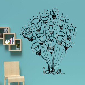 Idea Bulb Office Wall Decal - Classroom Wall Vinyl Sticker-reading Room ...