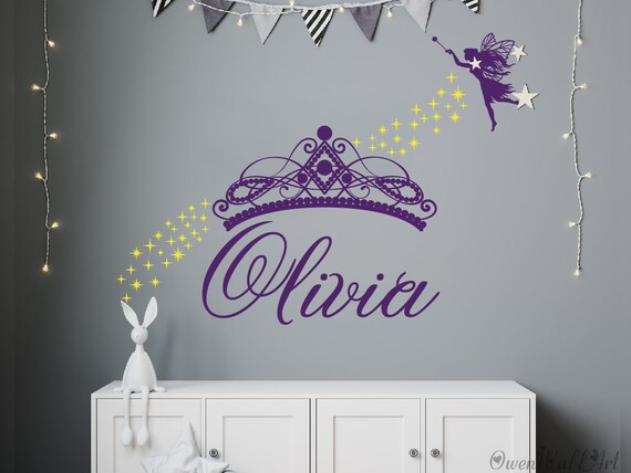 Crown Name Wall Decal/custom Name With Crown - Etsy