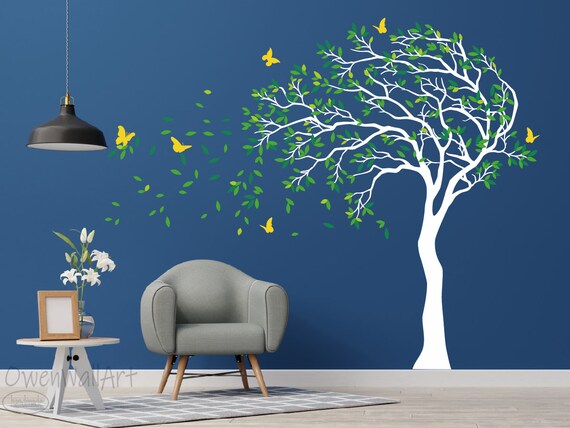 Blowing Tree Wall Decal Tree Wall Sticker tree Wall Art - Etsy