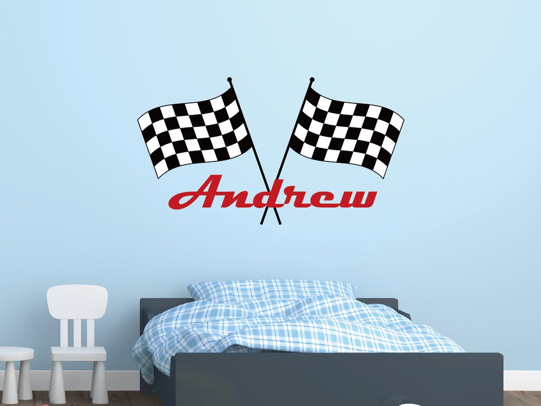 Racing Flags Wall Sticker,personalized Name With Flag Decal,kids Name ...