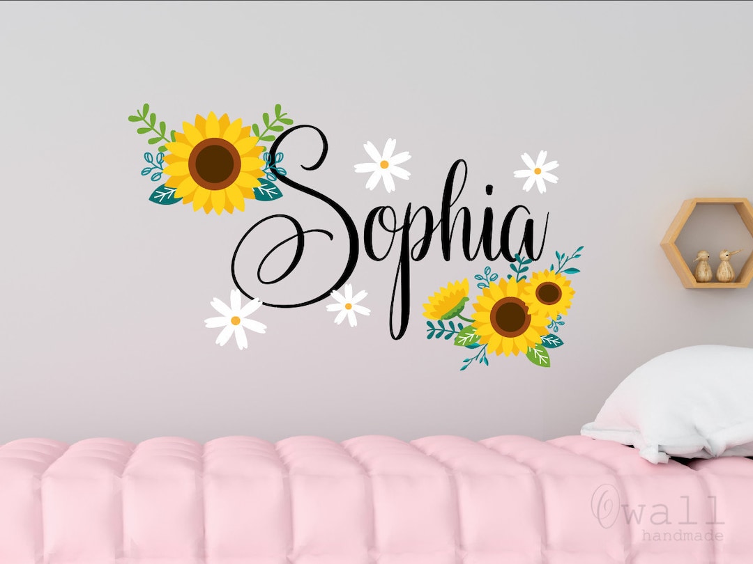 Sunflower Girl Name Wall Decal: Personalized Nursery Decor - Etsy